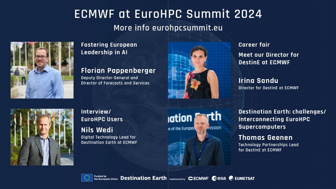 ECMWF takes DestinE digital twins to the EuroHPC Summit 2024 | Destination Earth